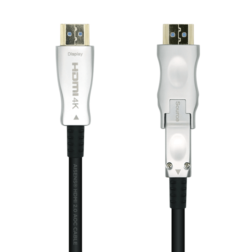CABLE HDMI AISENS V2.0 OPTICO ACTIVO AOC DESMONTABLE 4K60HZ M/M 20M NEGRO - Beep Informática