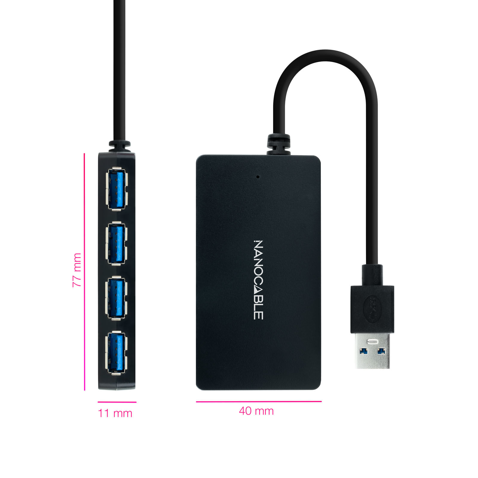 HUB NANO CABLE USB3.0 4PTOS USB-A/M - USB3.0/H 15CM NEGRO - Beep ...