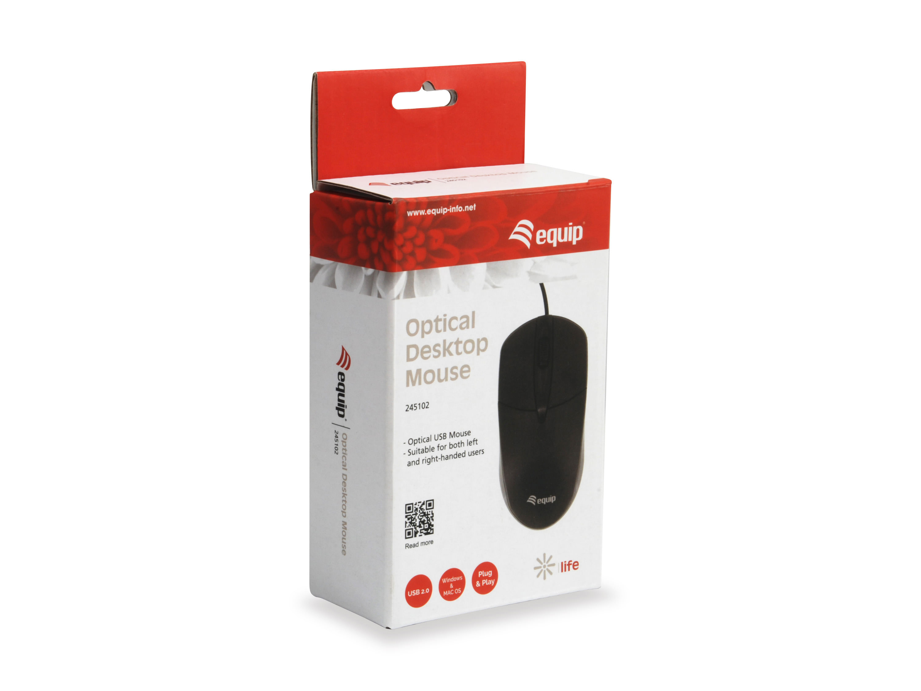 MOUSE EQUIP LIFE 2 BOTONES OPTICO USB NEGRO 1000DPI - Beep Informática