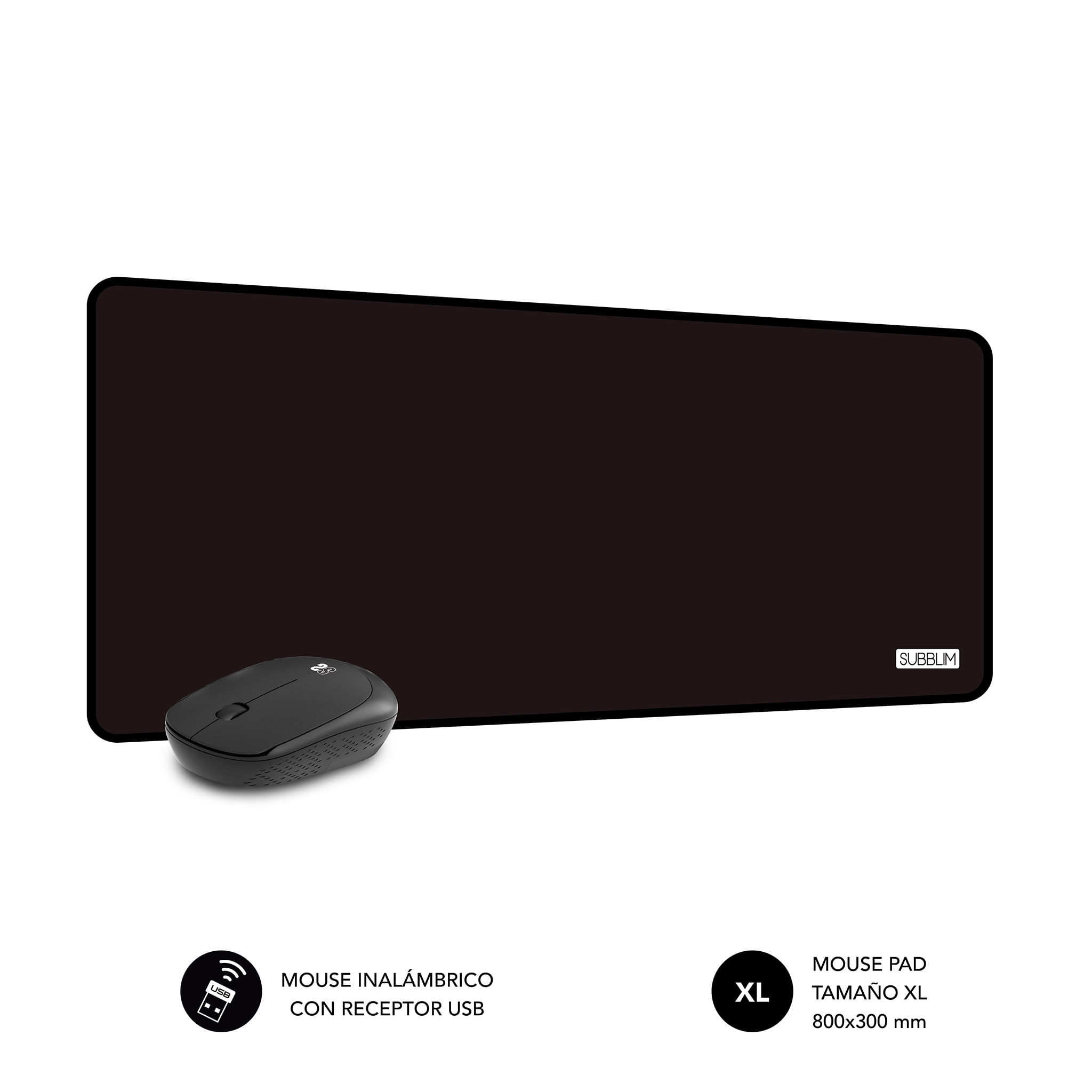PACK SUBBLIM HARMONY MOUSEPAD XL + WIRELESS MOUSE BLACK - Beep Informática