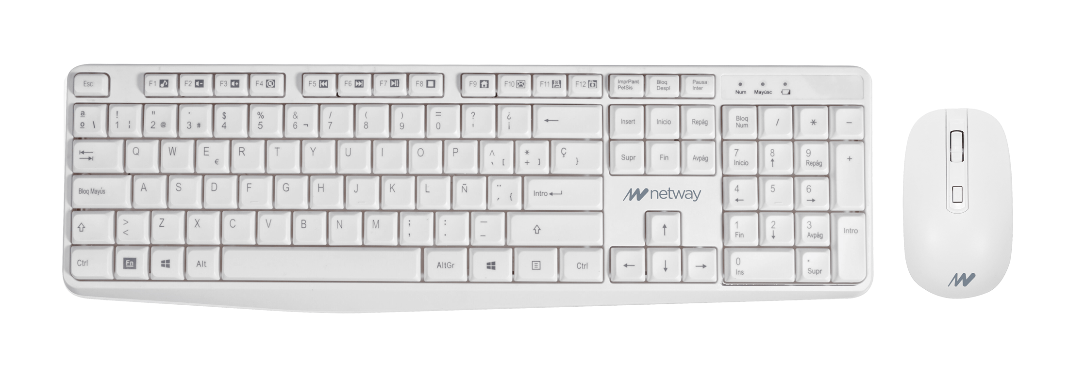TECLADO INALAMBRICO+RATON INAL. NETWAY WS330 BLANCO - Beep Informática