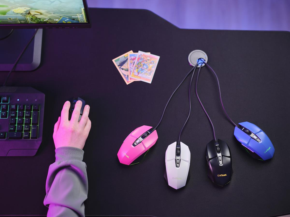 MOUSE TRUST GAMING RGB GXT 109W FELOX 25066 COLOR BLANCO ILUMINACION ...